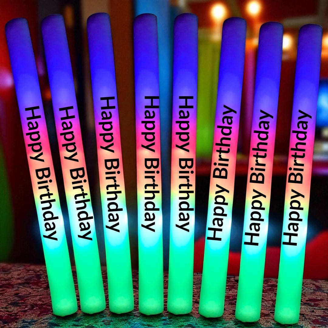 Happy Birthday LED Foam Glow Sticks – Personalized Light up Party ...