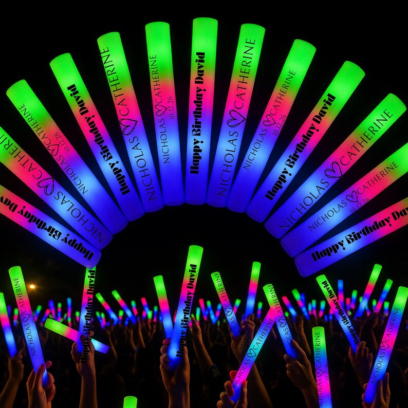 Custom LED Foam Glow Sticks: Personalized Party Glow Stick Wands ...
