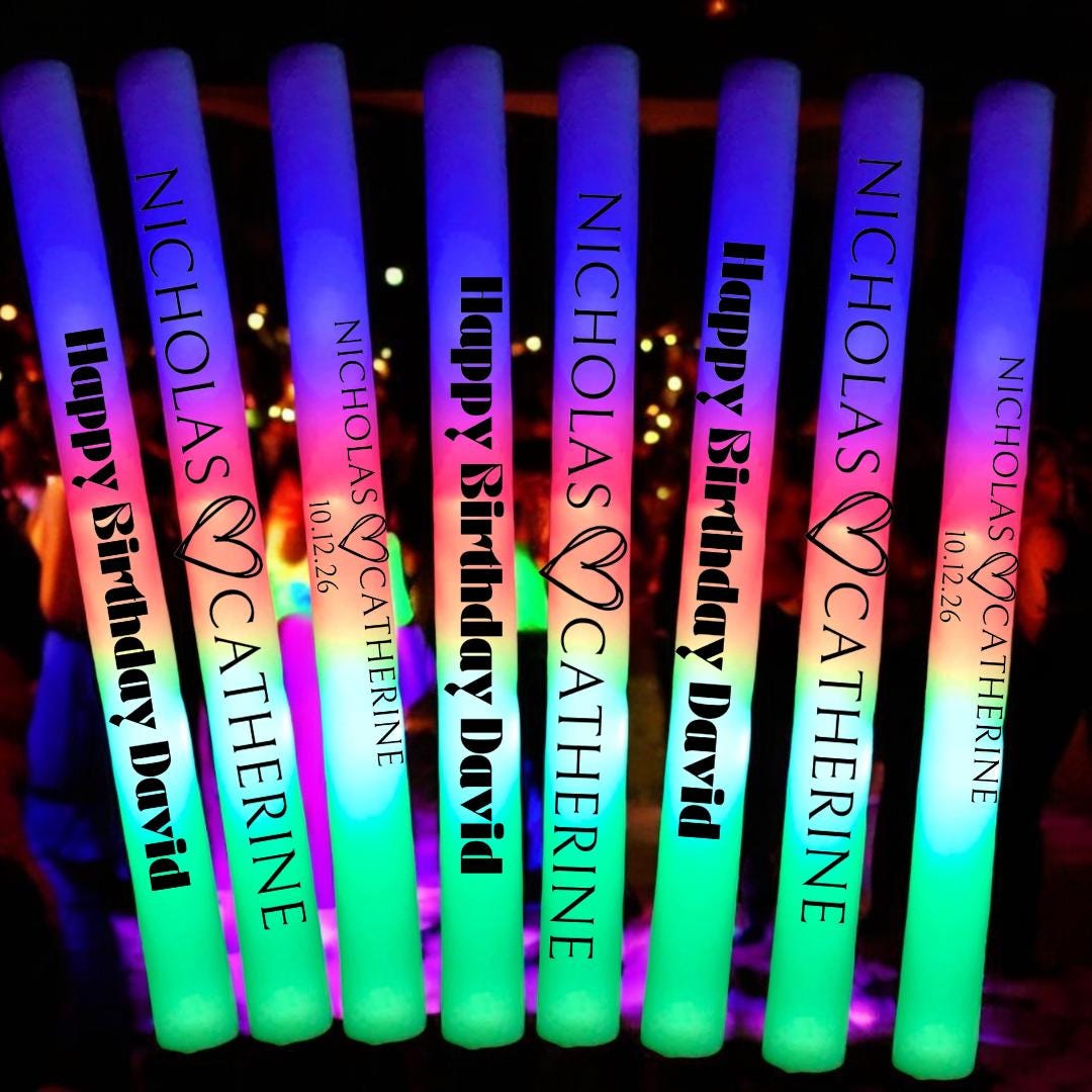 40 Custom Glow Sticks: Personalized LED Party Favors, Custom Name ...