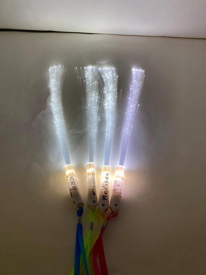 Custom LED Fiber Optic Light Wands– 30 Pack Personalized Glow Sticks ...
