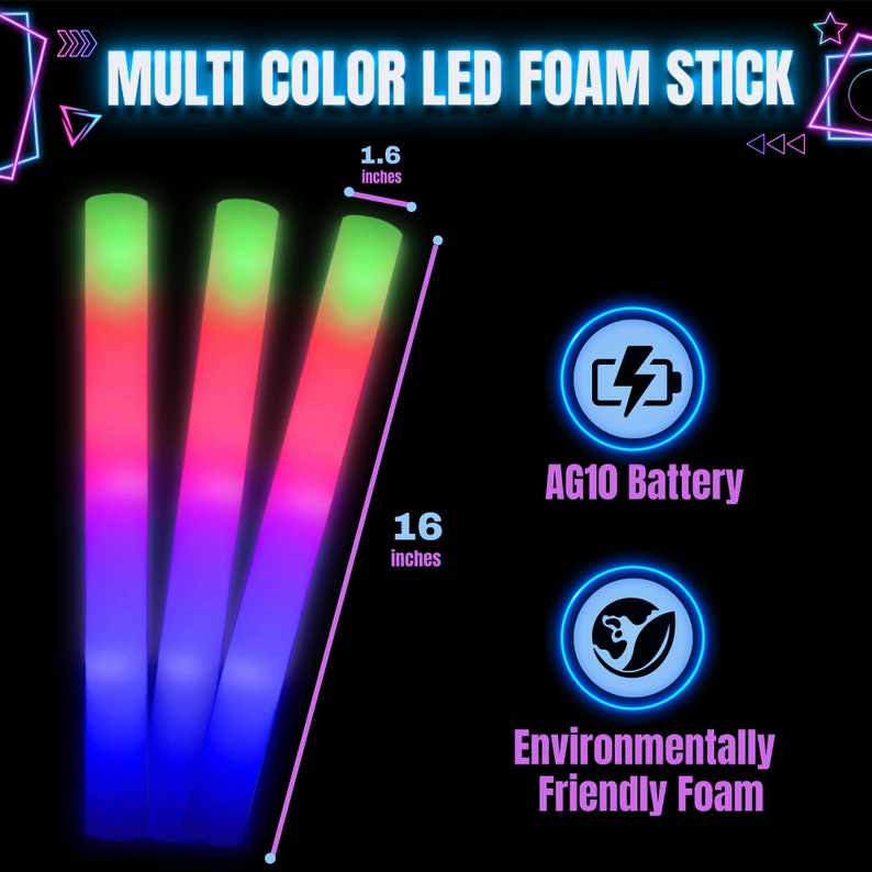 LED Foam Glow Sticks: 100 Set, 3-mode Party Supplies - Etsy