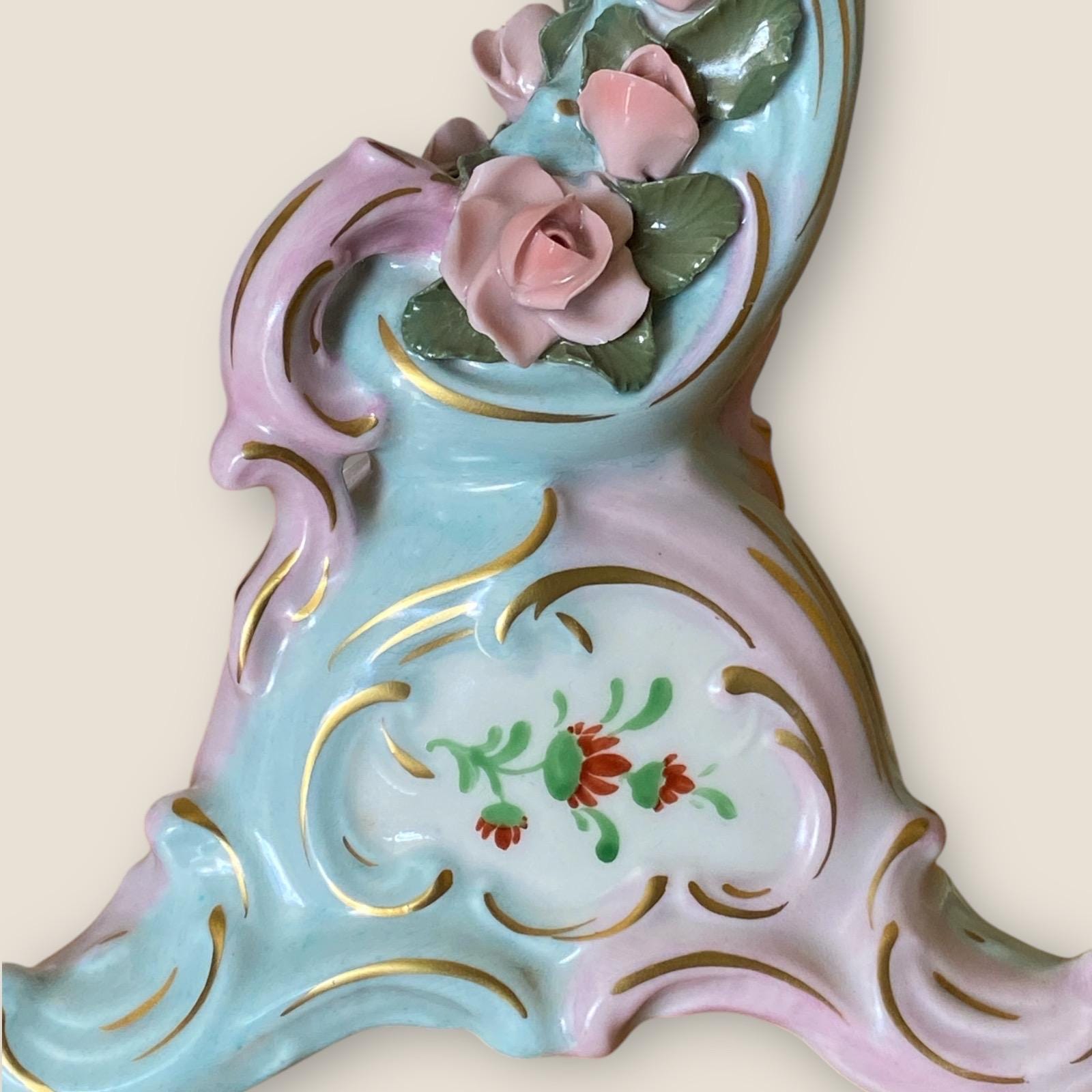 Vintage Alka Dresden Porcelain Table Lamp | Handcrafted | Rococo Design With Hand-painted Pink ...