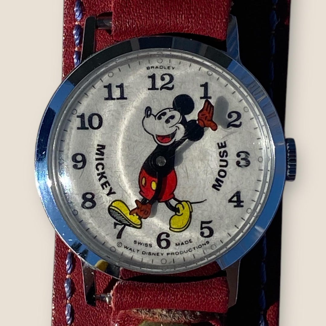 Vintage Bradley Mickey Mouse fat Boy Watch 34mm 1970s Walt Disney ...