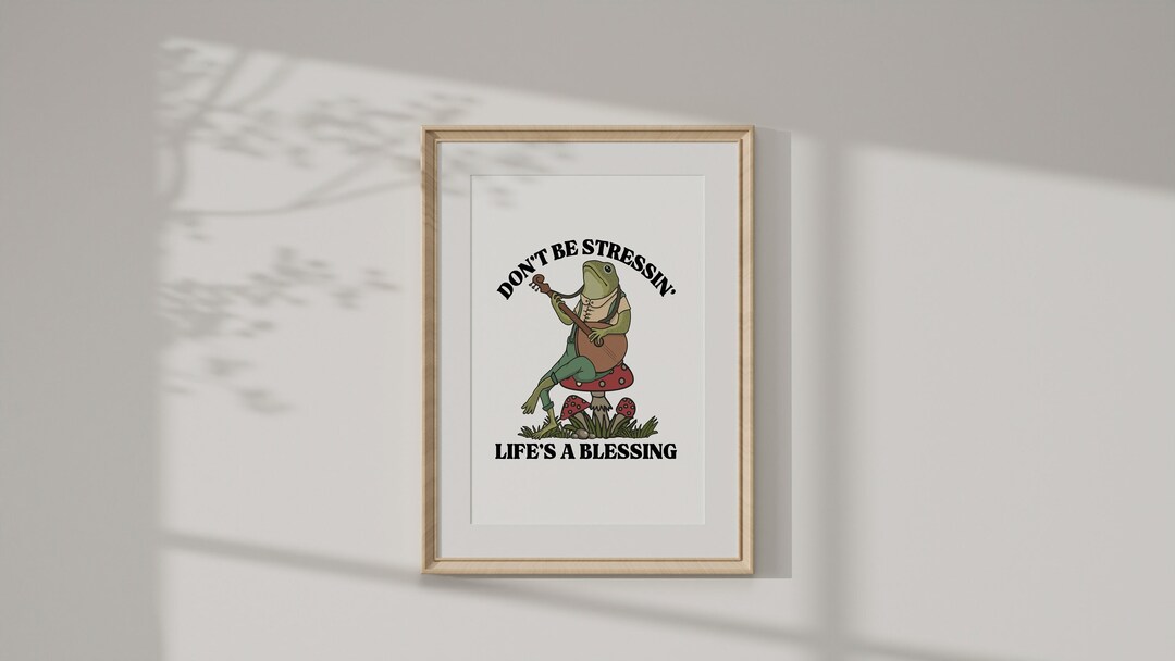 Retro Frog Wall Art Carefree Frog Frog Poster Digital Wall - Etsy