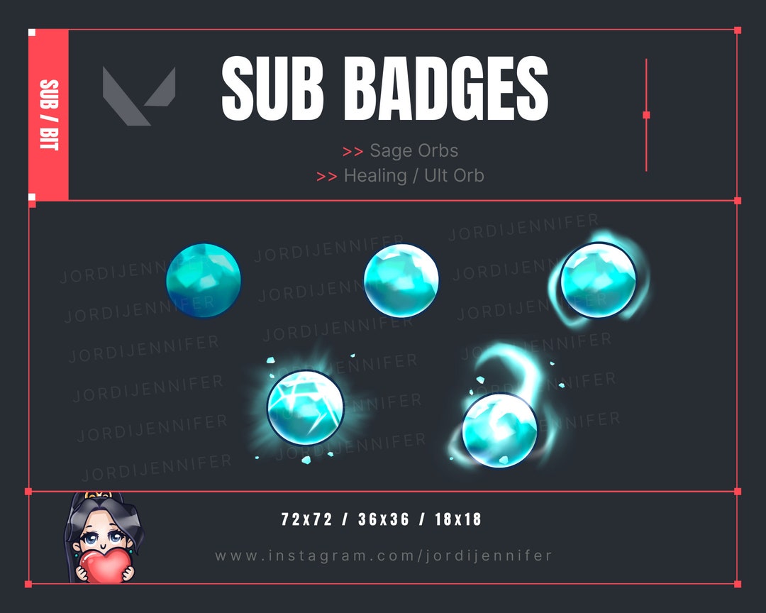 Valorant Sage Orb Sub Badges 5-pack for Stream - Twitch, Discord ...