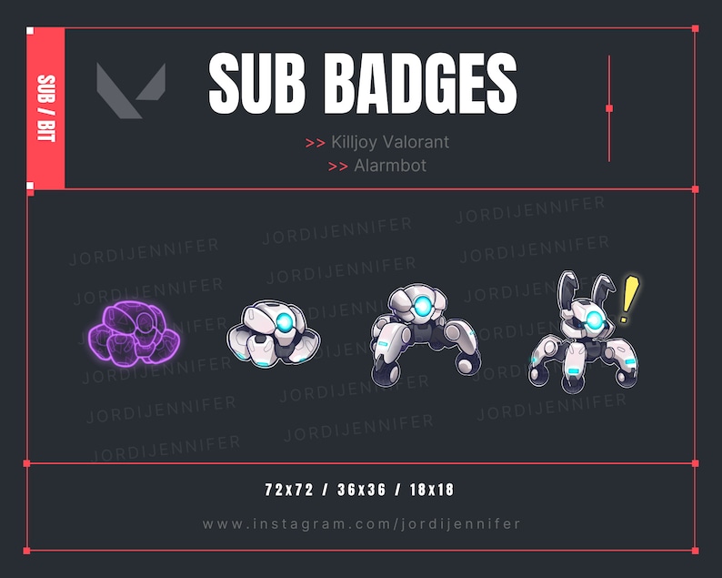 Valorant Killjoy Alarmbot Sub Badges 4-pack for Stream - Twitch ...