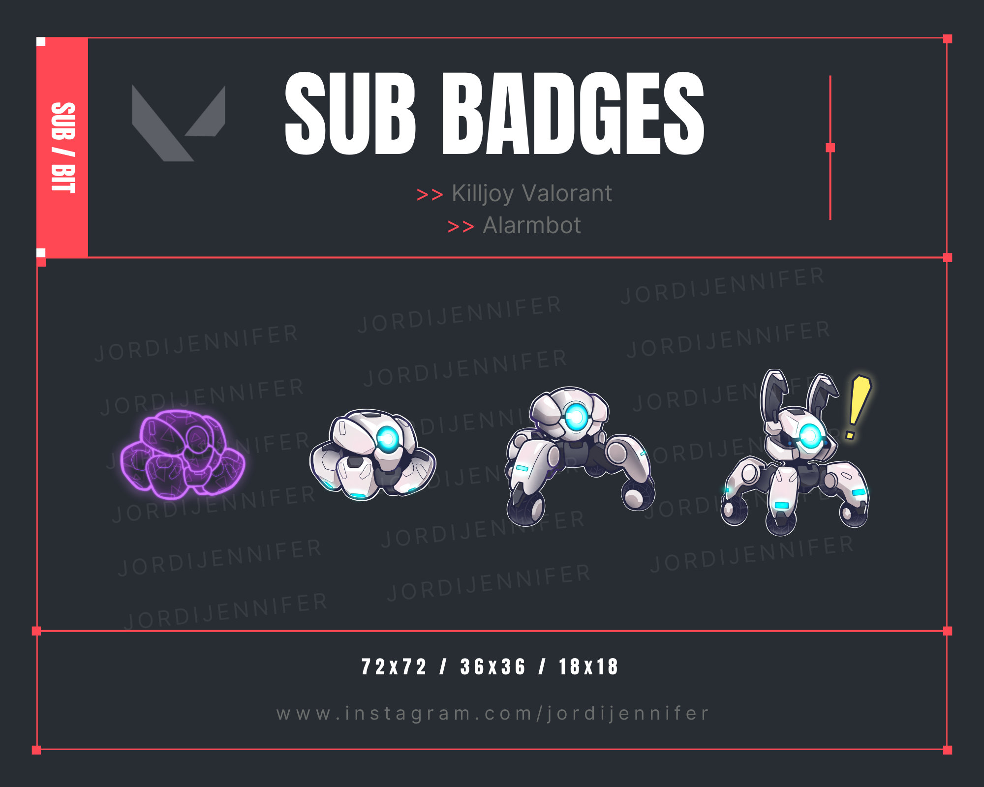 Valorant Killjoy Alarmbot Sub Badges 4-pack for Stream - Twitch ...