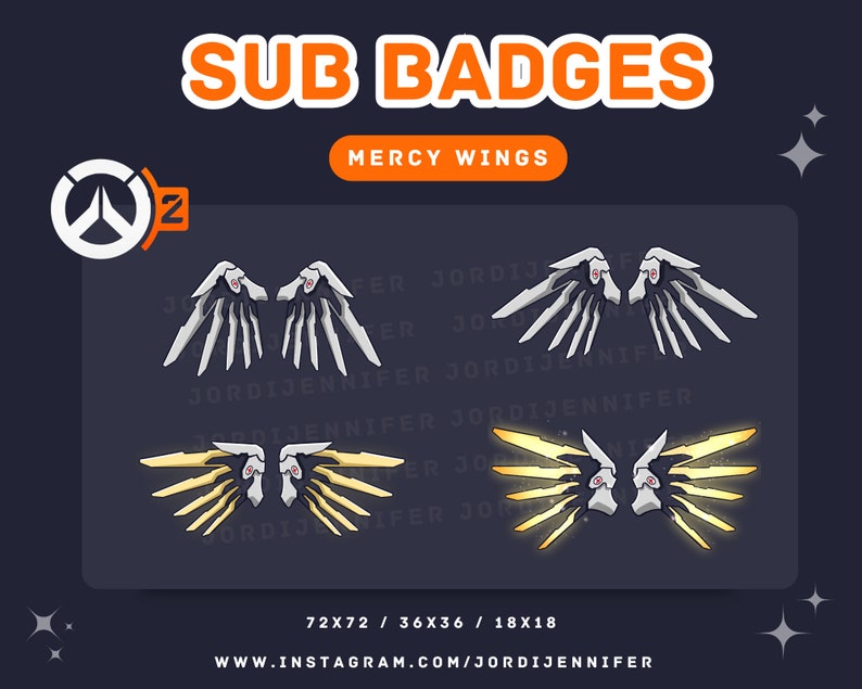 Overwatch Mercy Wings Sub/bit Badges 4-pack for Stream Twitch, Discord ...