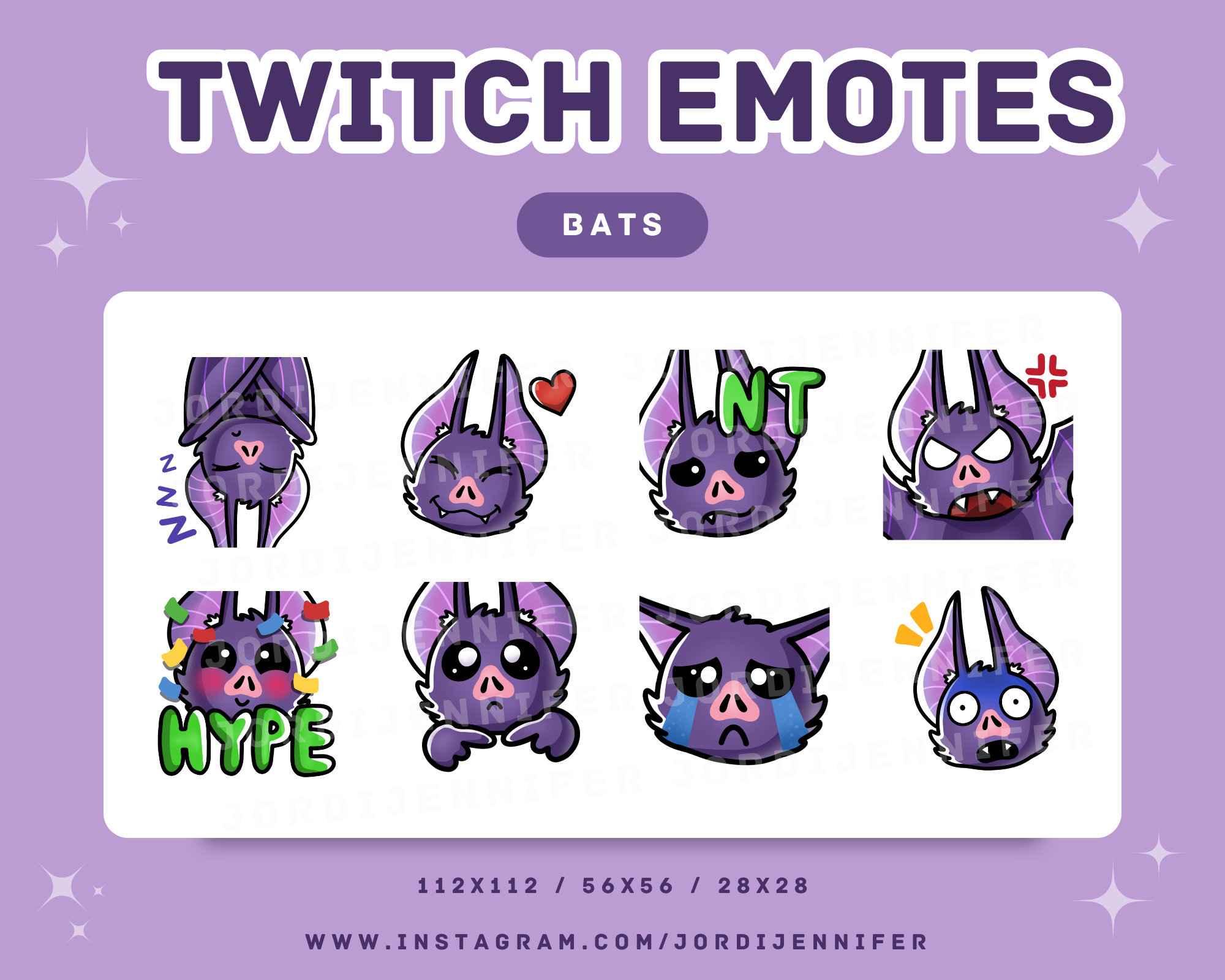 Cute Kawaii Bat Emote for Stream 8-pack - Twitch, Discord, Youtube - Etsy