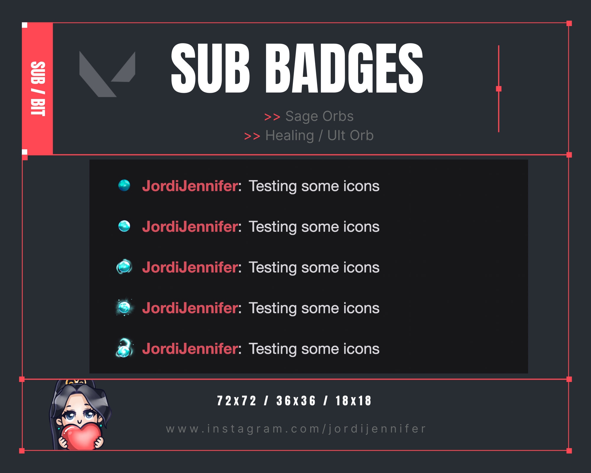 Valorant Sage Orb Sub Badges 5-pack for Stream - Twitch, Discord ...