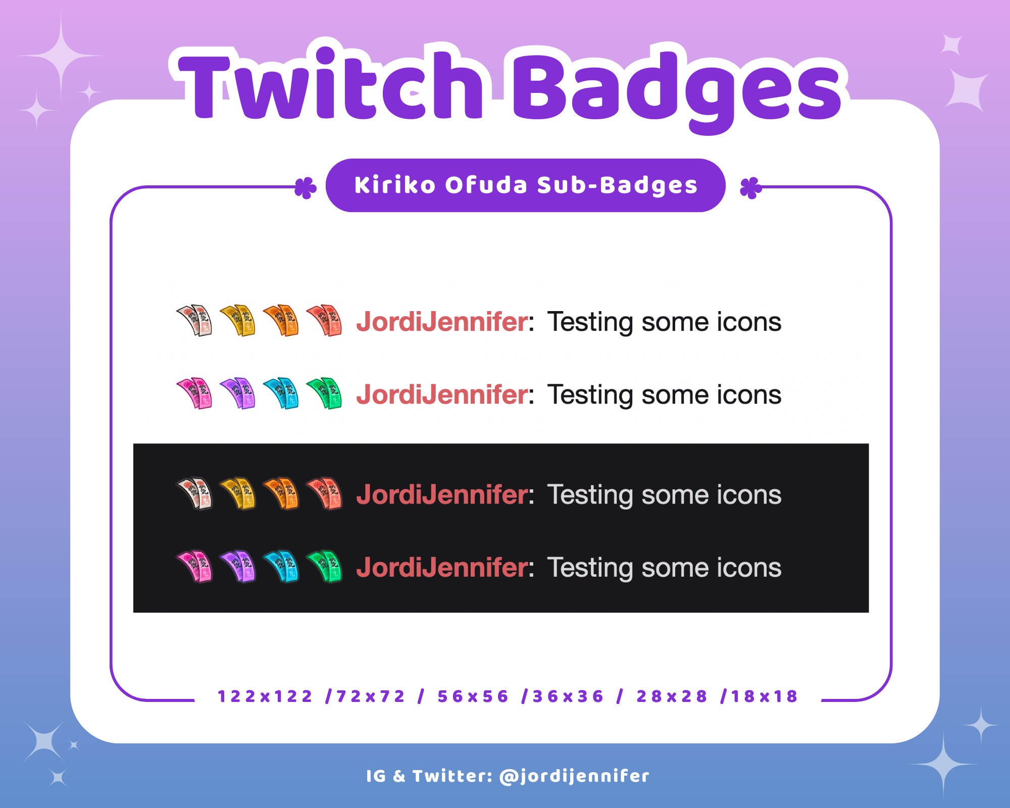 Overwatch Kiriko Ofuda Sub Badges 8-pack for Stream - Twitch, Discord ...