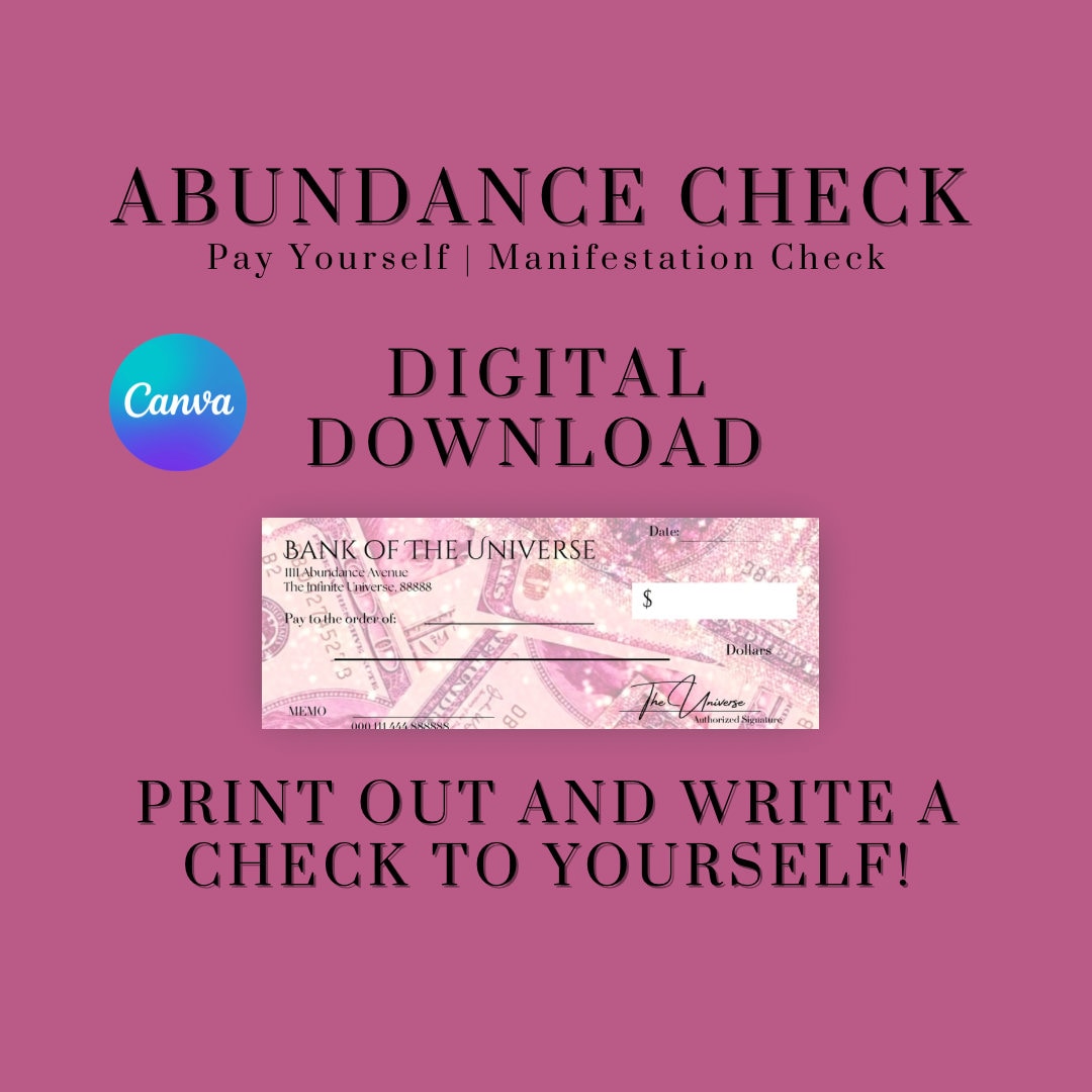 Manifestation Abundance Check Template | Write Yourself a Check From ...