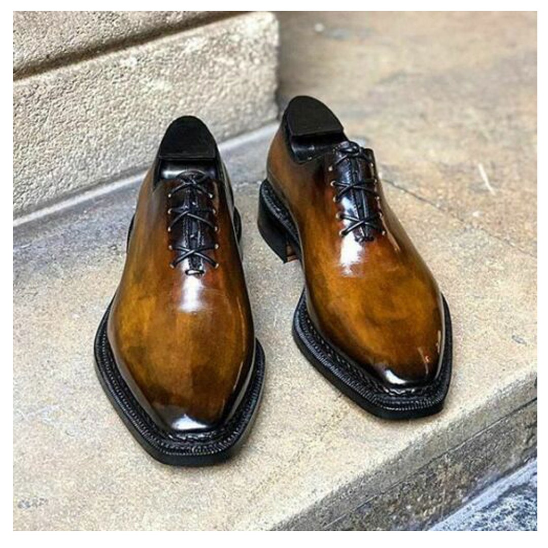 Tailor Made Handmade Bespoke Tan Pure Calf Leather Whole Cut Oxford ...