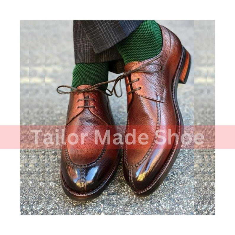Handmade Full Grain Leather Derby Shoes - Brown Shaded, Custom Made - Etsy