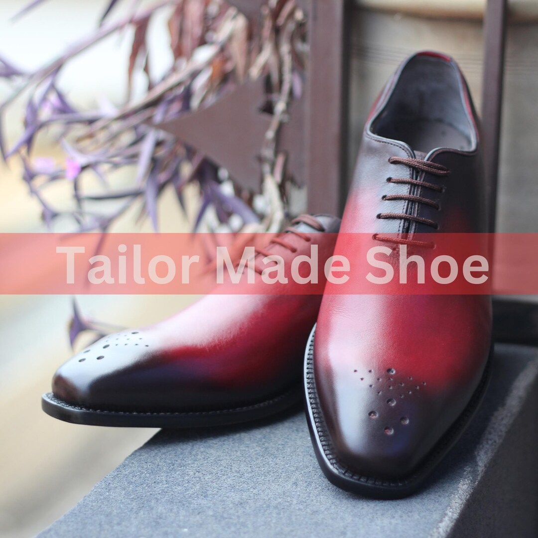 Handcrafted Red & Black Gradient Leather Oxford Shoes - Men's Luxury - Etsy