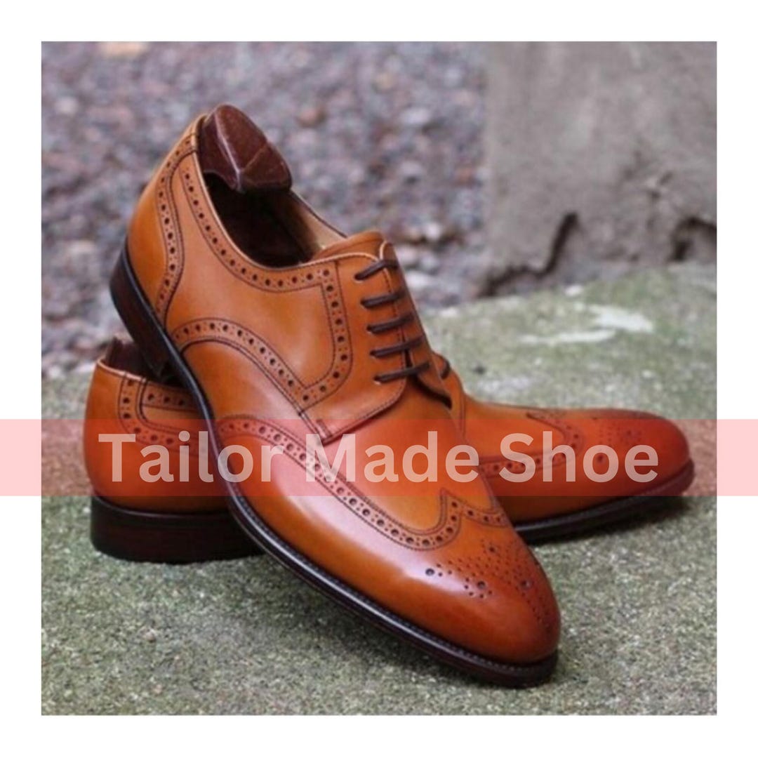 Handmade Goodyear Welted Leather Wingtip Oxford Dress Shoes - Etsy
