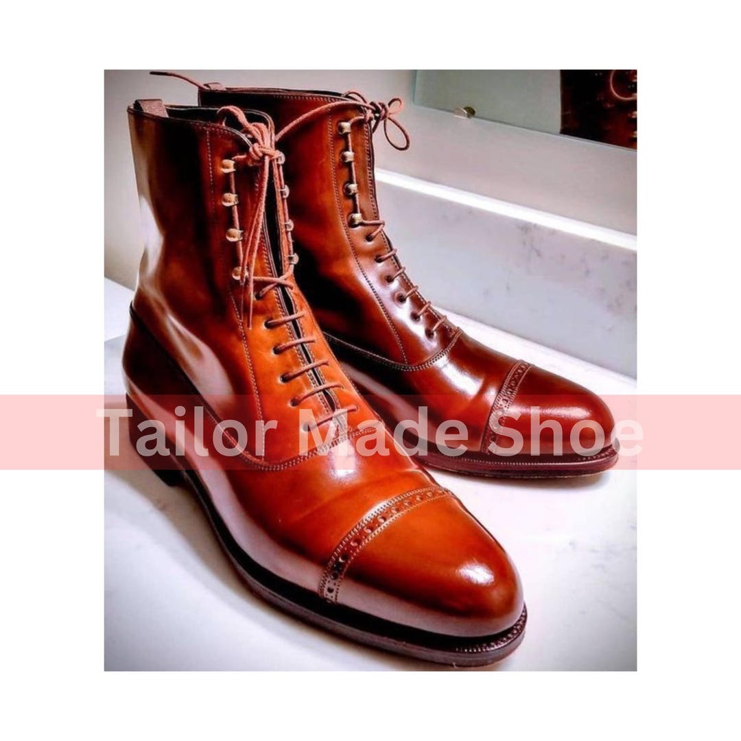 New Custom Made Boots Tailor-made Premium Tan Leather Boots: Elegance ...