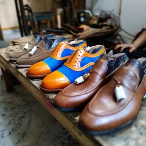 Bespoke Handmade Shoes Goodyear Welted Shoes Calfskin Leather Grain ...