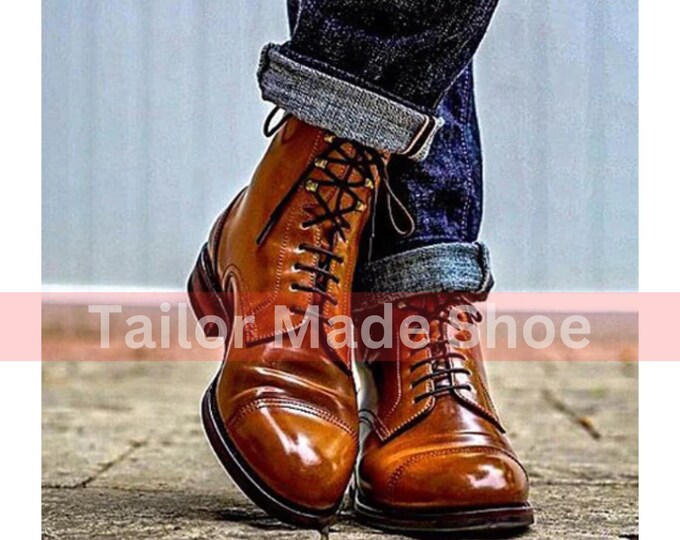 Vintage 20s Mens Black Leather Cap Toe Steel Toe Lace up Ankle Work ...