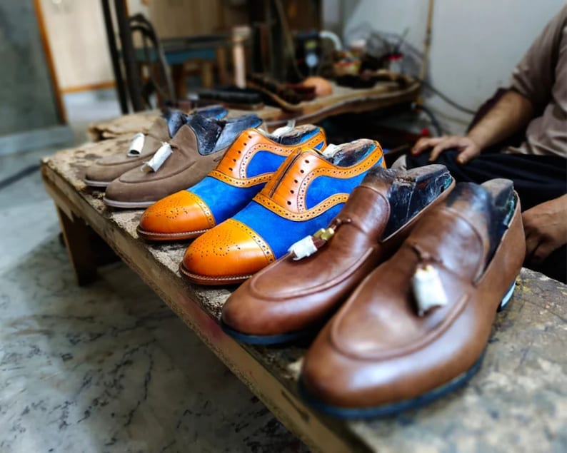 Handmade Leather Wingtip Oxford Shoes: Bespoke, Handstitched - Etsy