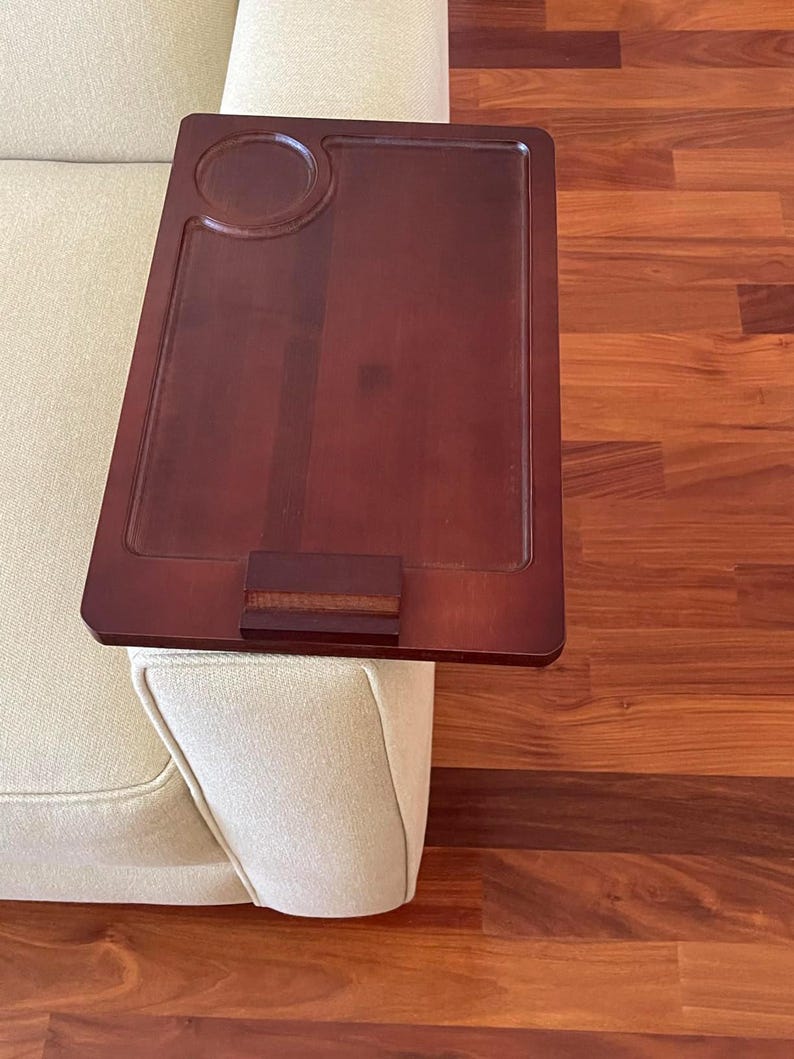 Modern Wooden Couch Armrest Tray Table With Magazine Stand – Custom ...
