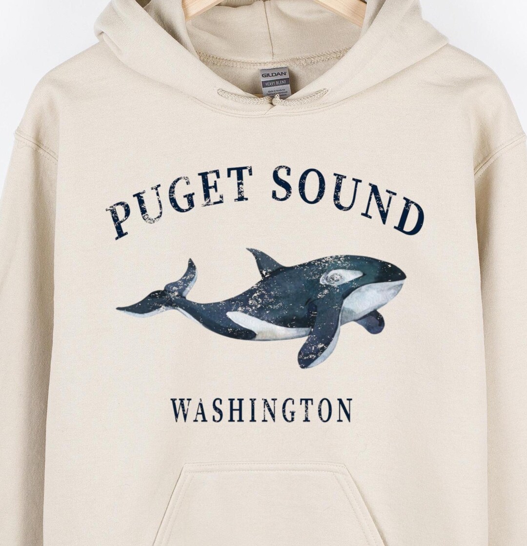 Puget Sound Washington Whale Hoodie, Travel Souvenir Sweatshirt - Etsy