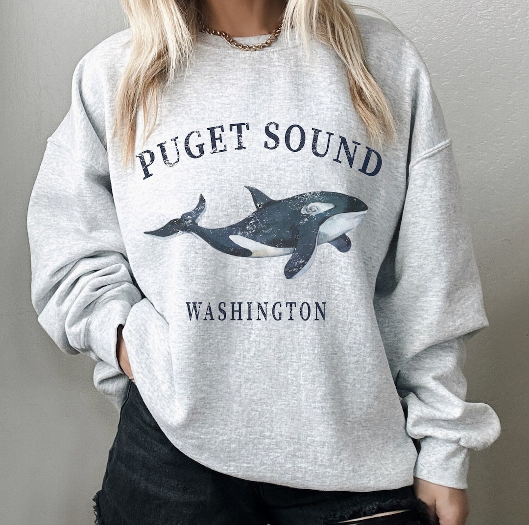 Puget Sound Orca Whale Sweatshirt, Washington Travel Crewneck - Etsy