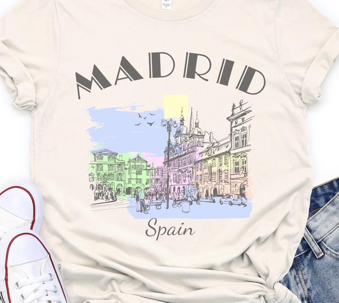 Colorful Madrid Spain Tshirt Gift Tee Souvenir - Etsy