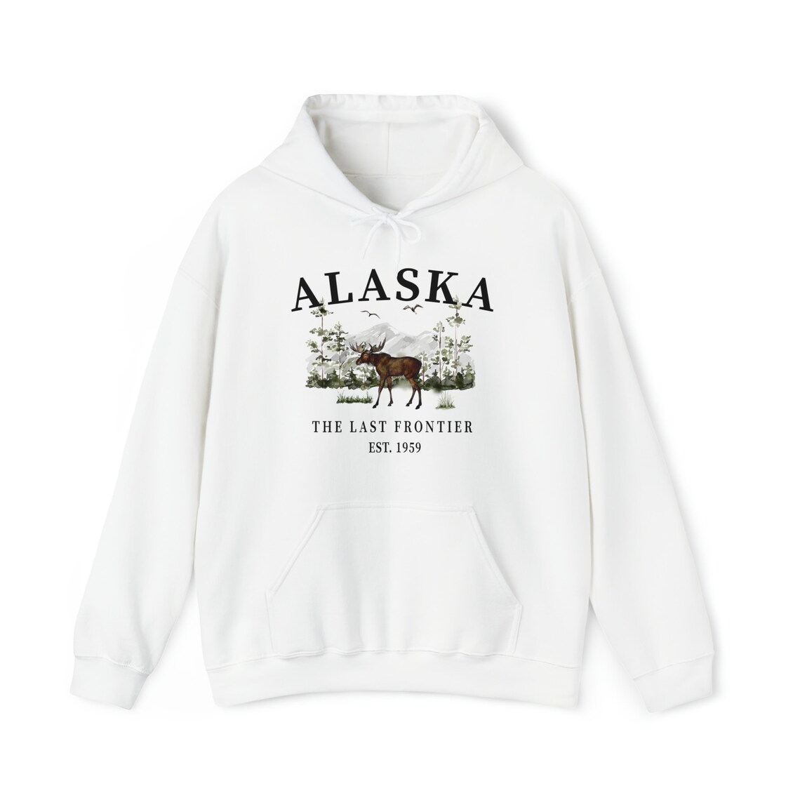 Alaska Moose Hooded Sweatshirt, Unisex Alaska Hoodie Pullover State ...