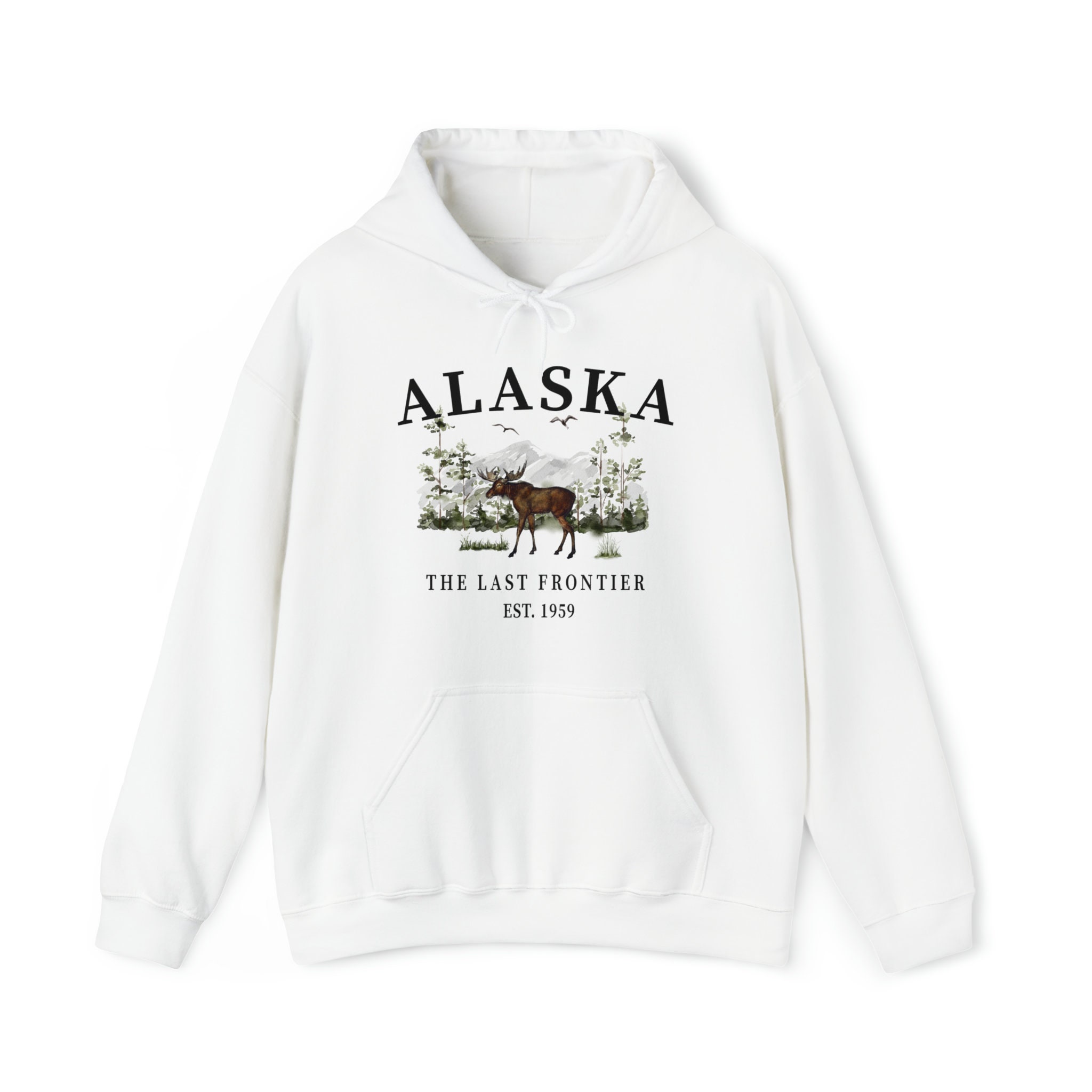 Alaska Moose Hooded Sweatshirt, Unisex Alaska Hoodie Pullover State ...