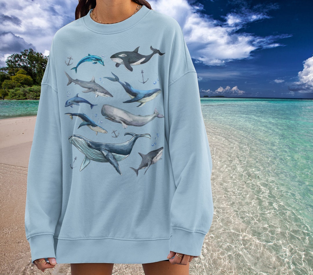 Vintage Whale Crewneck, Orca Sweatshirt, Whale Sweater, Dolphin Shirt ...