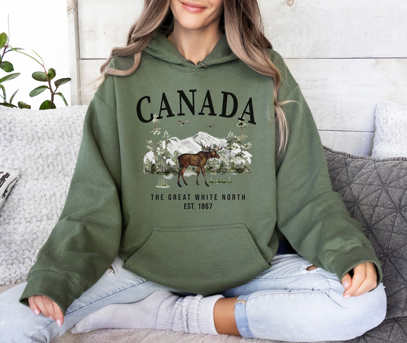 Canada Moose Sweatshirt, Unisex Canadian Hoodie Pullover Shirt Gift ...