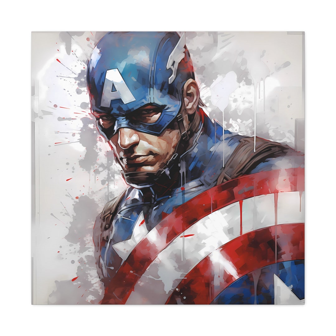 Captain America Fan Art Print on Stretched Canvas - Matte Canvas ...