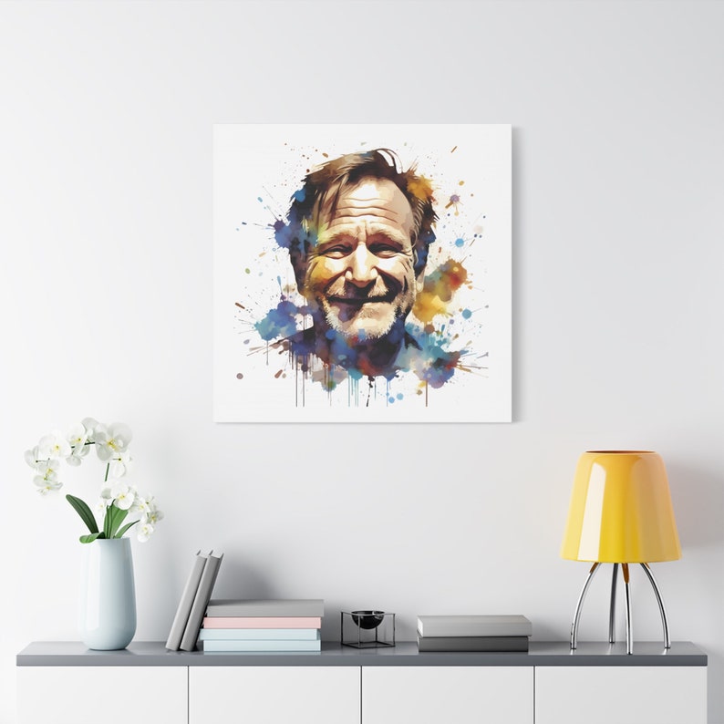 Robin Williams Fan Art Print On Stretched Canvas Matte Canvas Stretched 125 Etsy