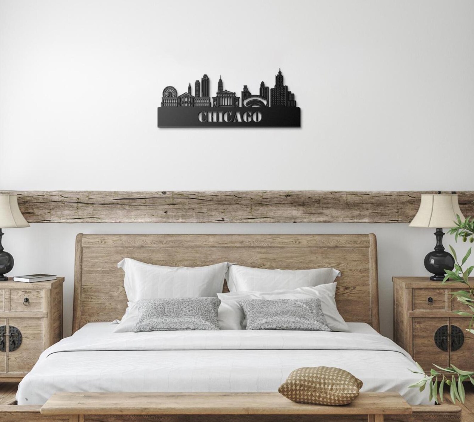Chicago Skyline Metal Wall Art, Chicago Skyline Silhouette, Chicago ...
