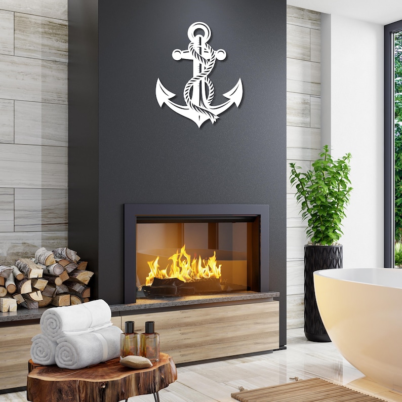 Anchor Metal Wall Decor, Metal Rustic Anchor Sign, Nautical Metal ...