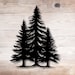Pine Tree Metal Wall Art, Cedar Tree Metal Sign, Three Pine Tree Metal ...
