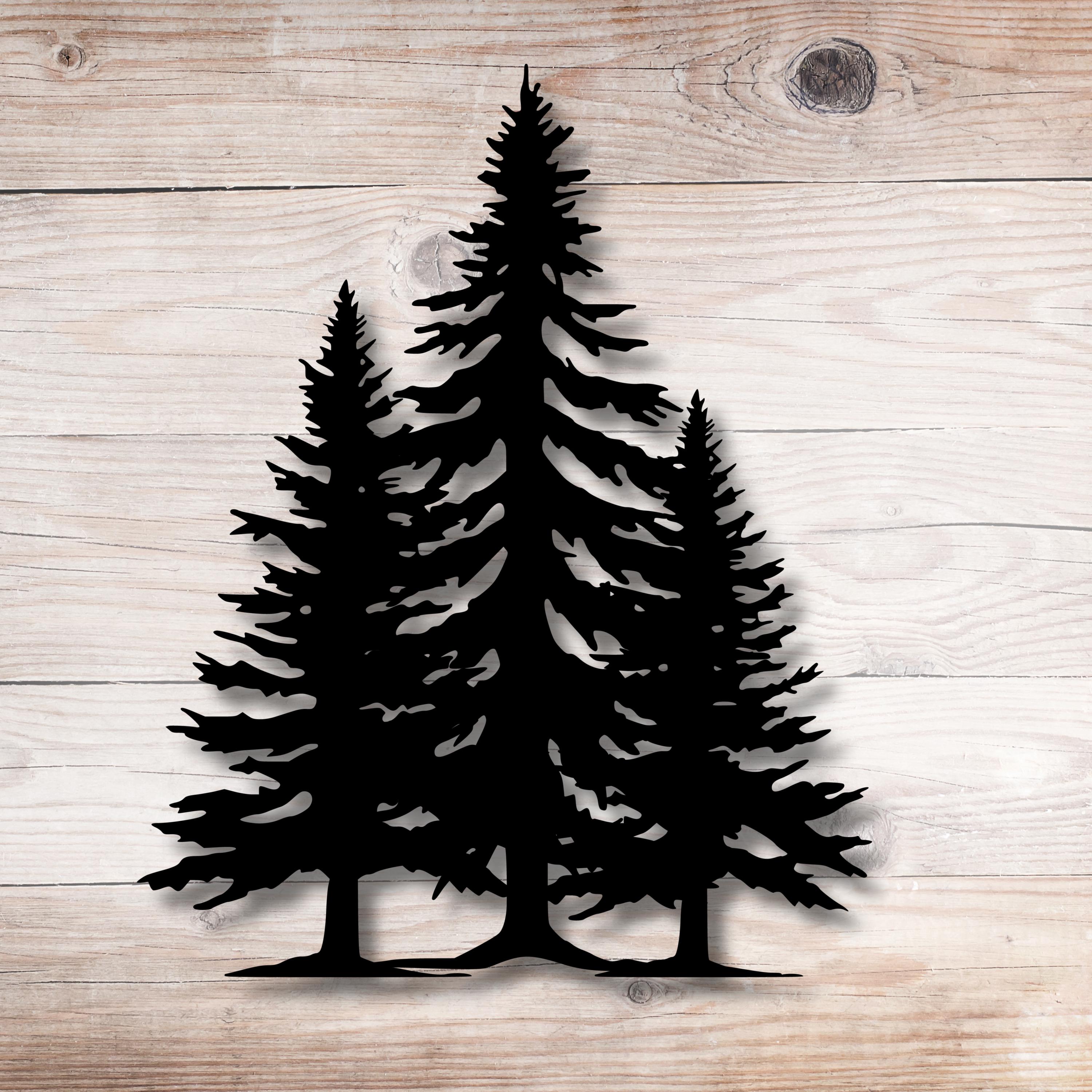 Pine Tree Metal Wall Art, Cedar Tree Metal Sign, Three Pine Tree Metal ...