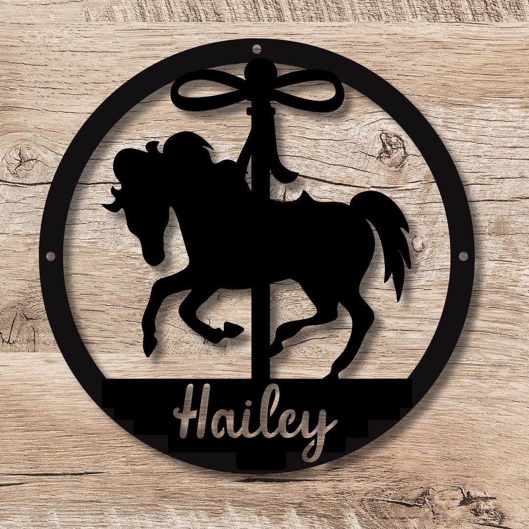 Custom Horse Carousel Metal Decor, Personalized Name Carousel, Nursery ...