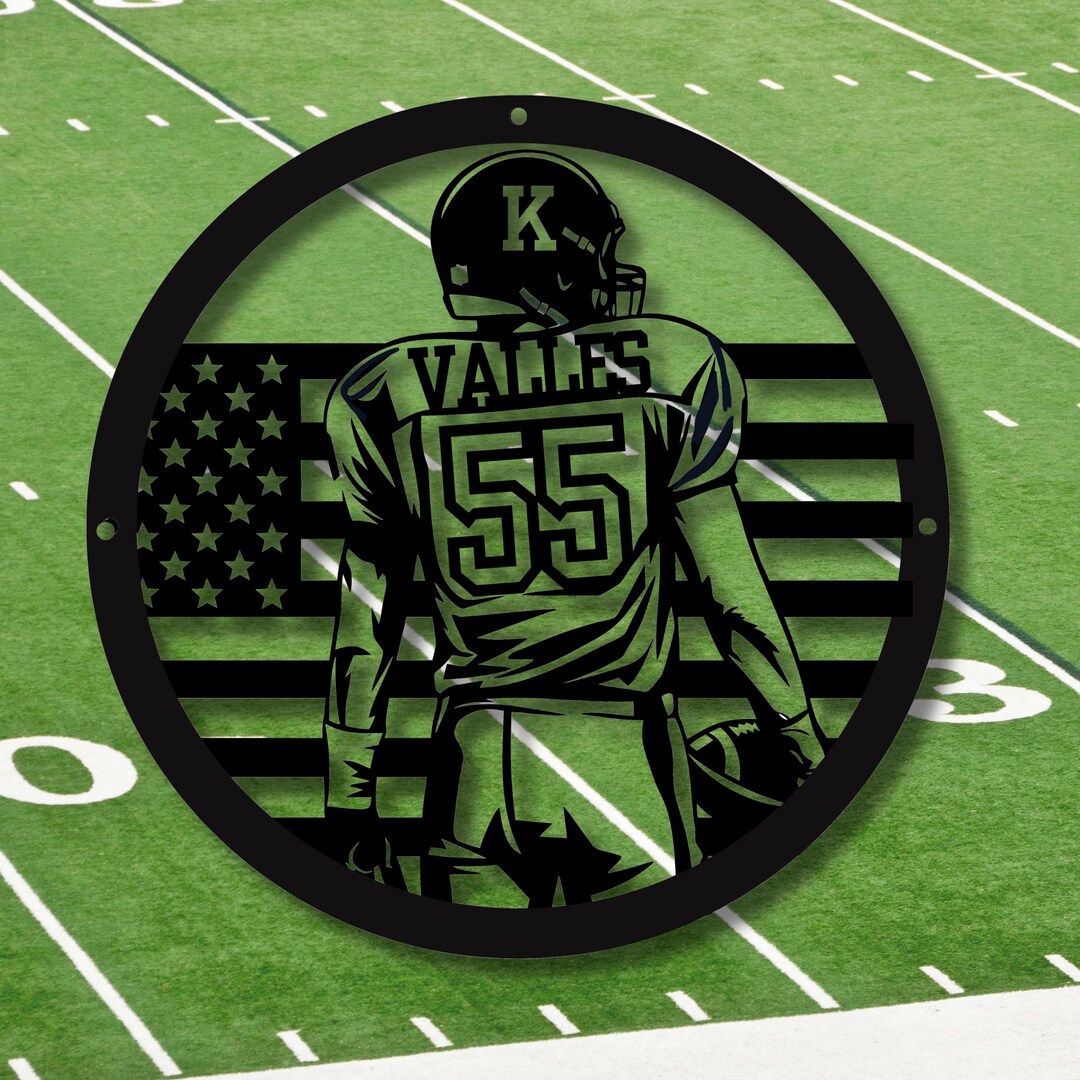 Personalized Football Metal Sign: Custom Jersey Number, Powder Coated ...