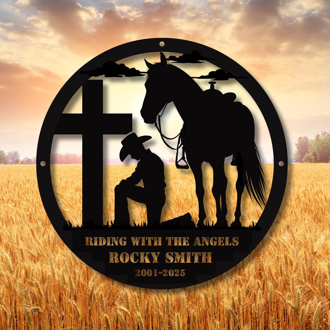 Custom Praying Cowboy Metal Sign, Personalized Praying Cowboy Metal ...