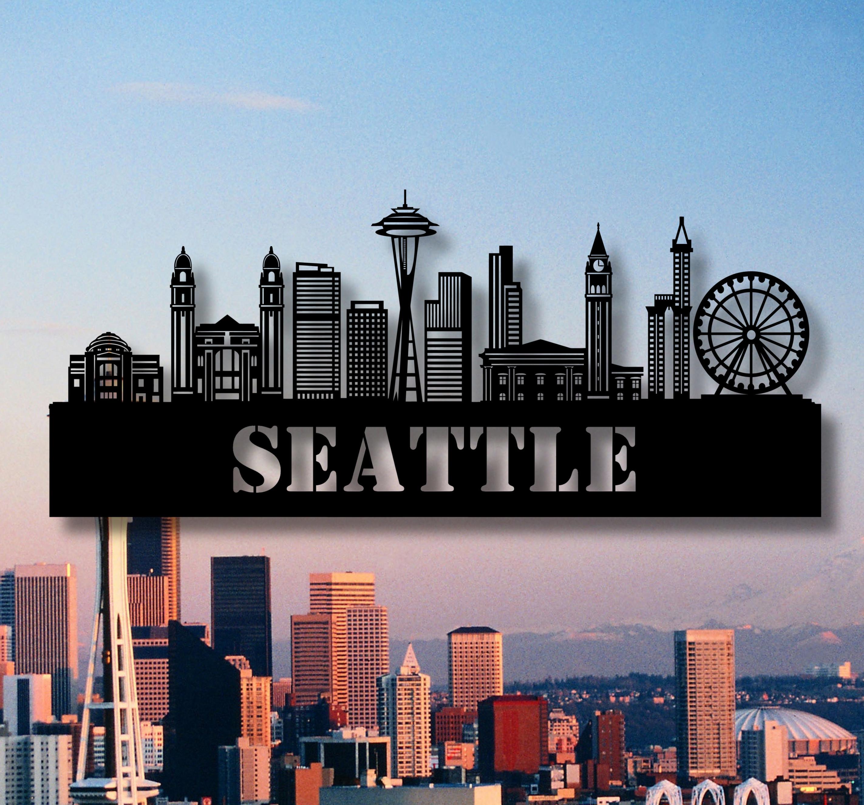 Seattle Skyline Metal Wall Art, Seattle Skyline Decor, Washington State ...