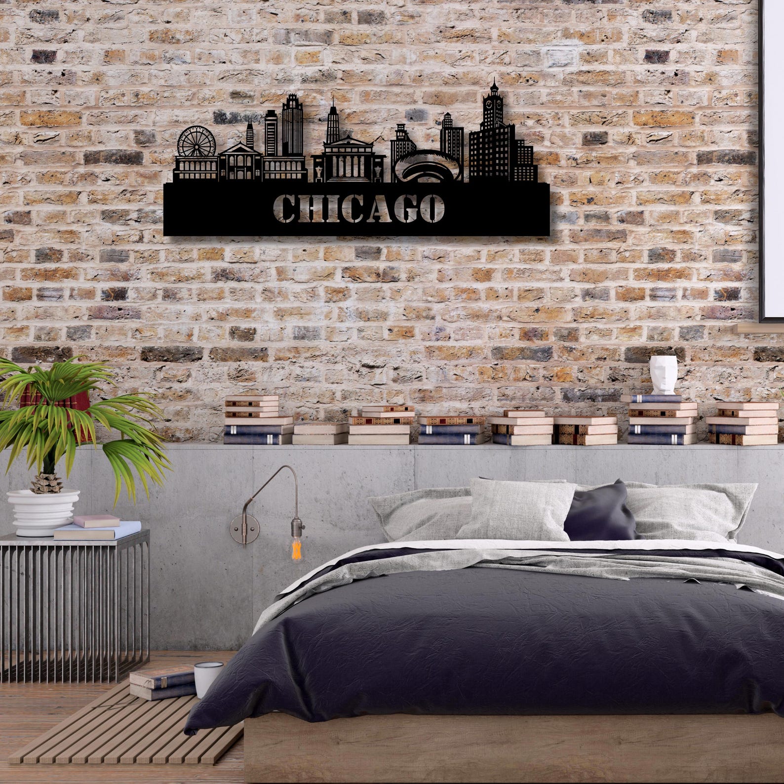 Chicago Skyline Metal Wall Art, Chicago Skyline Silhouette, Chicago ...