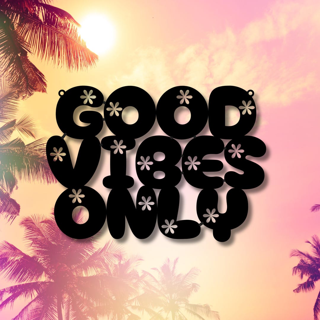 Good Vibes Only Metal Wall Decor, Teen Room Decor, Patio Decor, Beach ...