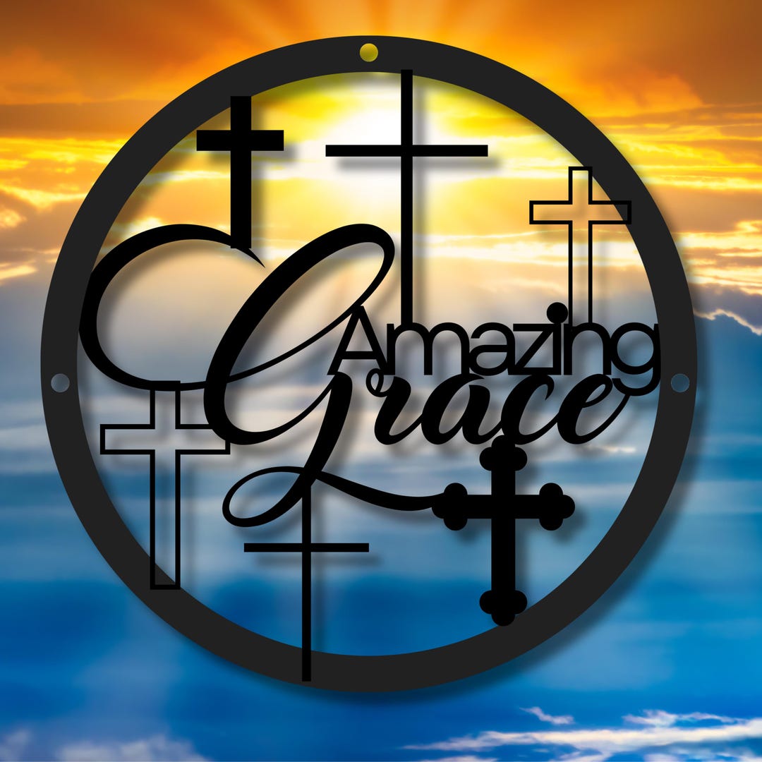 Amazing Grace Metal Decor, Religious Metal Art, Metal Cross Decor ...