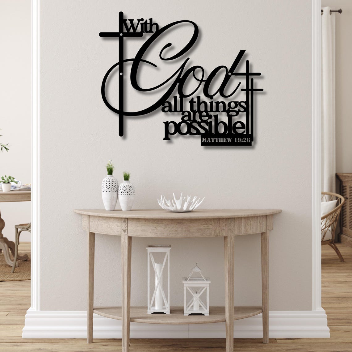 With God All Things Are Possible Metal Decor, Religious Metal Sign ...