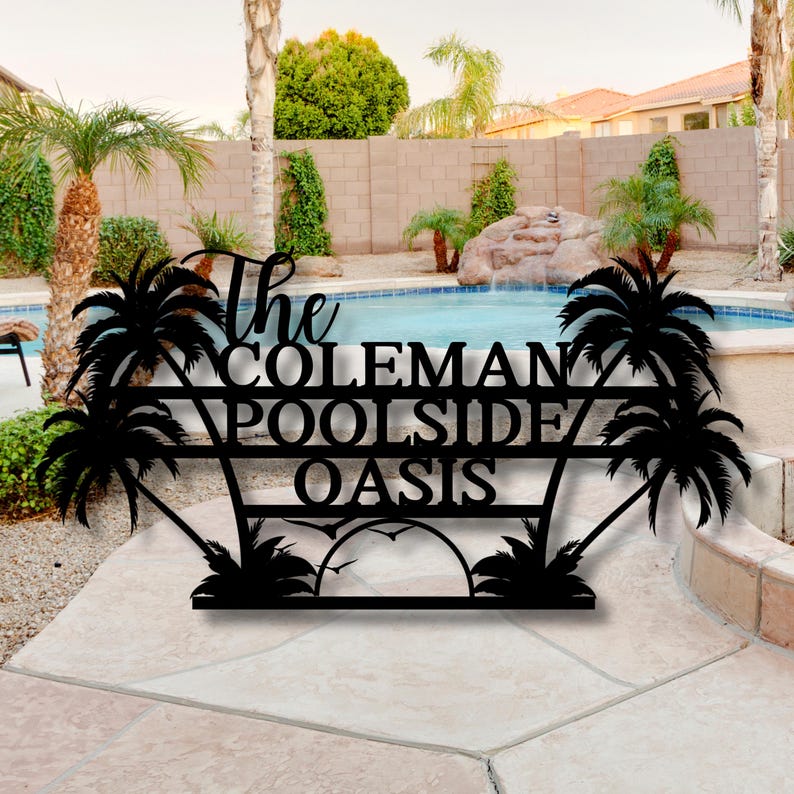 Custom Metal Pool Sign, Personalized Metal Poolside Sign, Metal ...