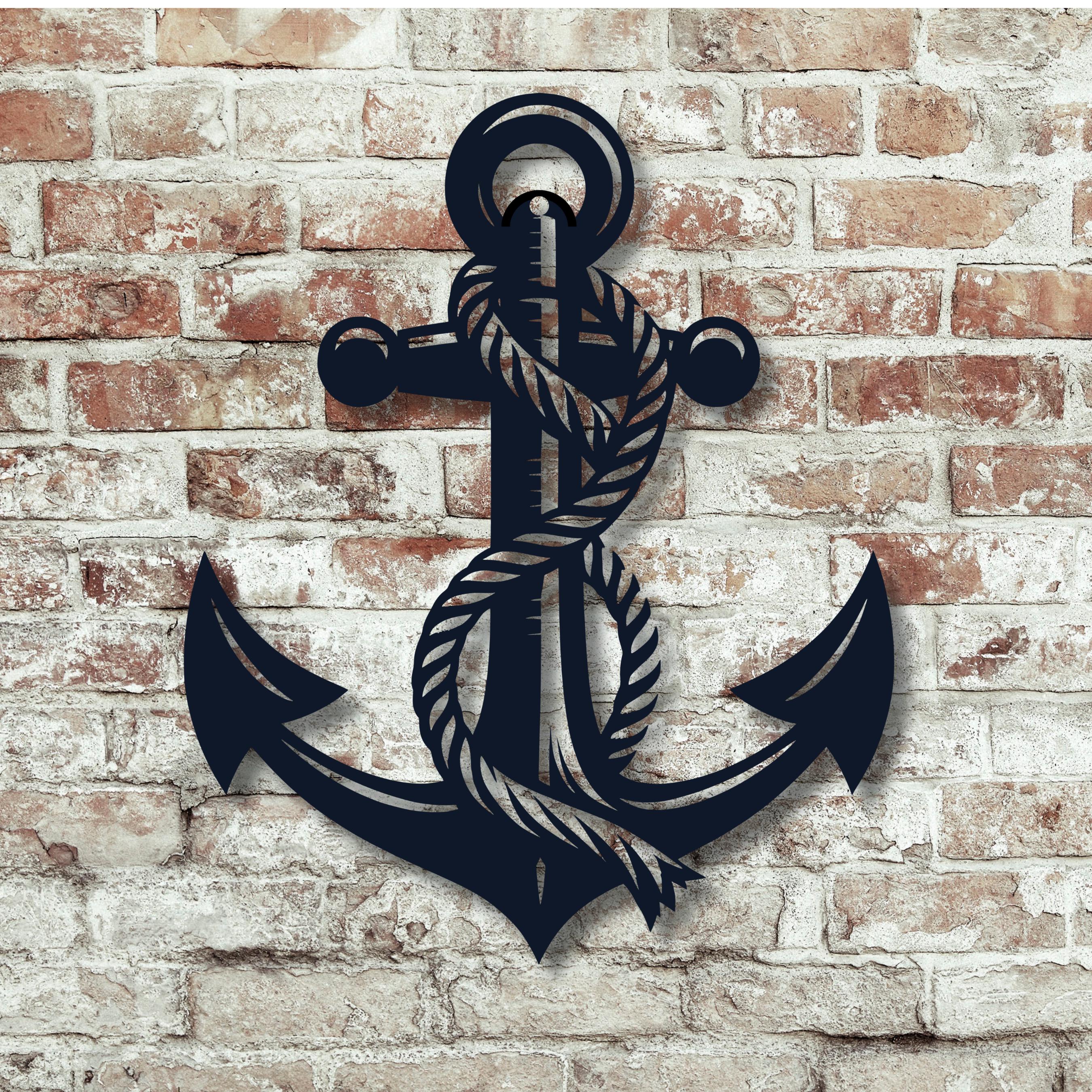 Anchor Metal Wall Decor, Metal Rustic Anchor Sign, Nautical Metal ...