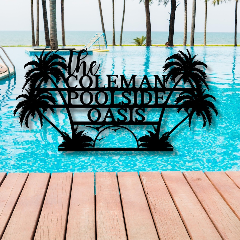 Custom Metal Pool Sign, Personalized Metal Poolside Sign, Metal ...