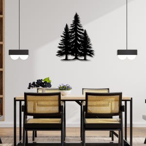 Pine Tree Metal Wall Art, Cedar Tree Metal Sign, Three Pine Tree Metal ...